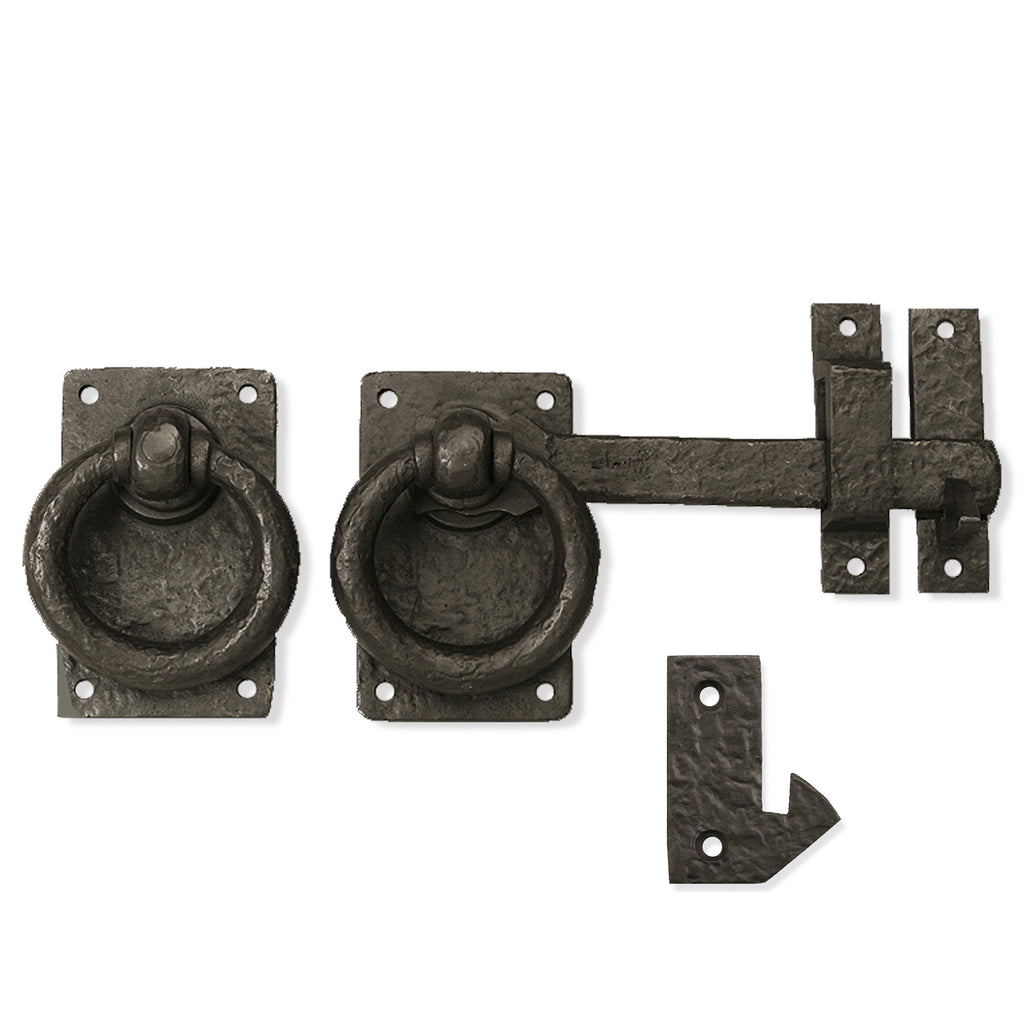 Solid Bronze Textured 7" Square Lever Latch with Pull Ring – Iron ...